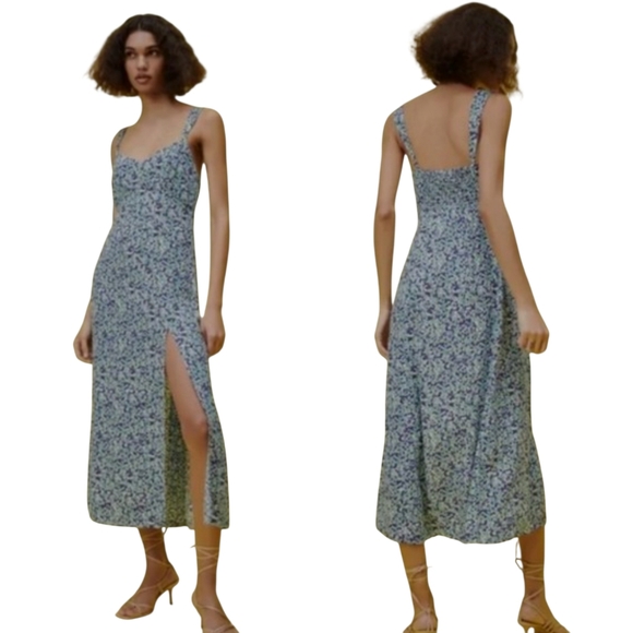 Zara | Dresses | Zara Micro Floral Side Slit Midi Dress | Poshmark
